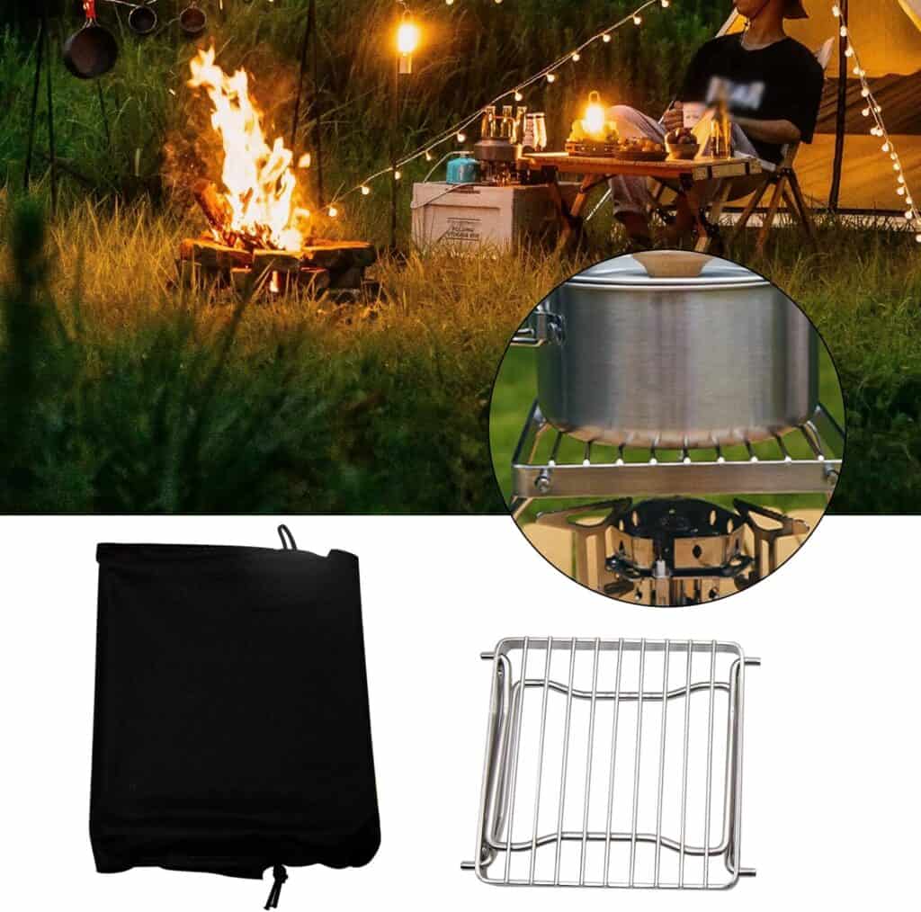 Fire Pit Grate Carbon Steel Campfire Grill & Griddle - Portable ...