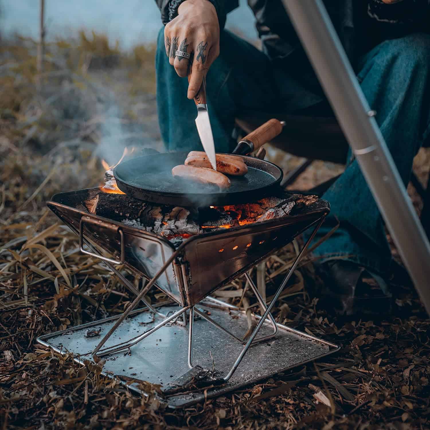 campingmoon-3-in-1-portable-stainless-steel-wood-burning-grill-and-fire-pit-14×1535-inch-with ...