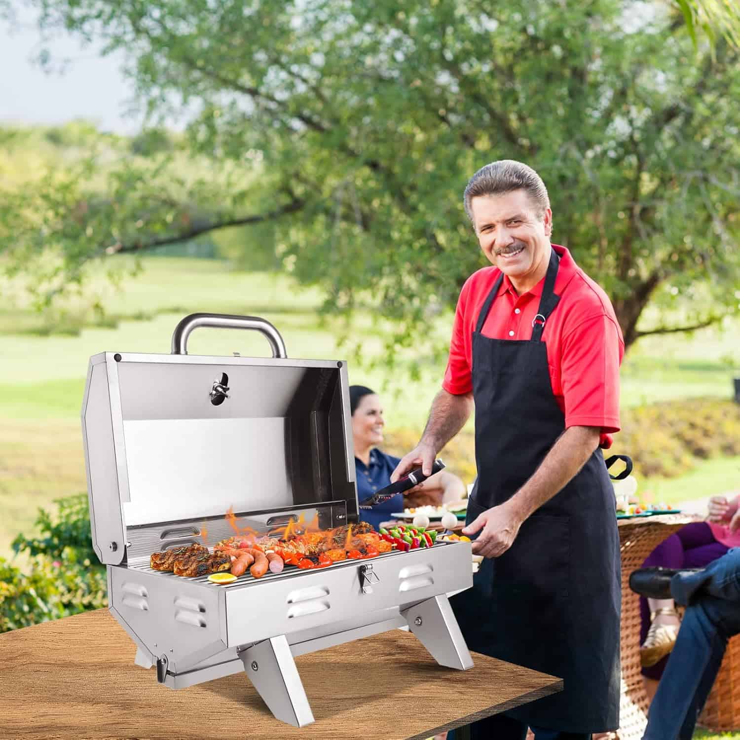 Portable Grill ROVSUN Portable Gas Grill With 2 Burner, 20,000BTU Large ...